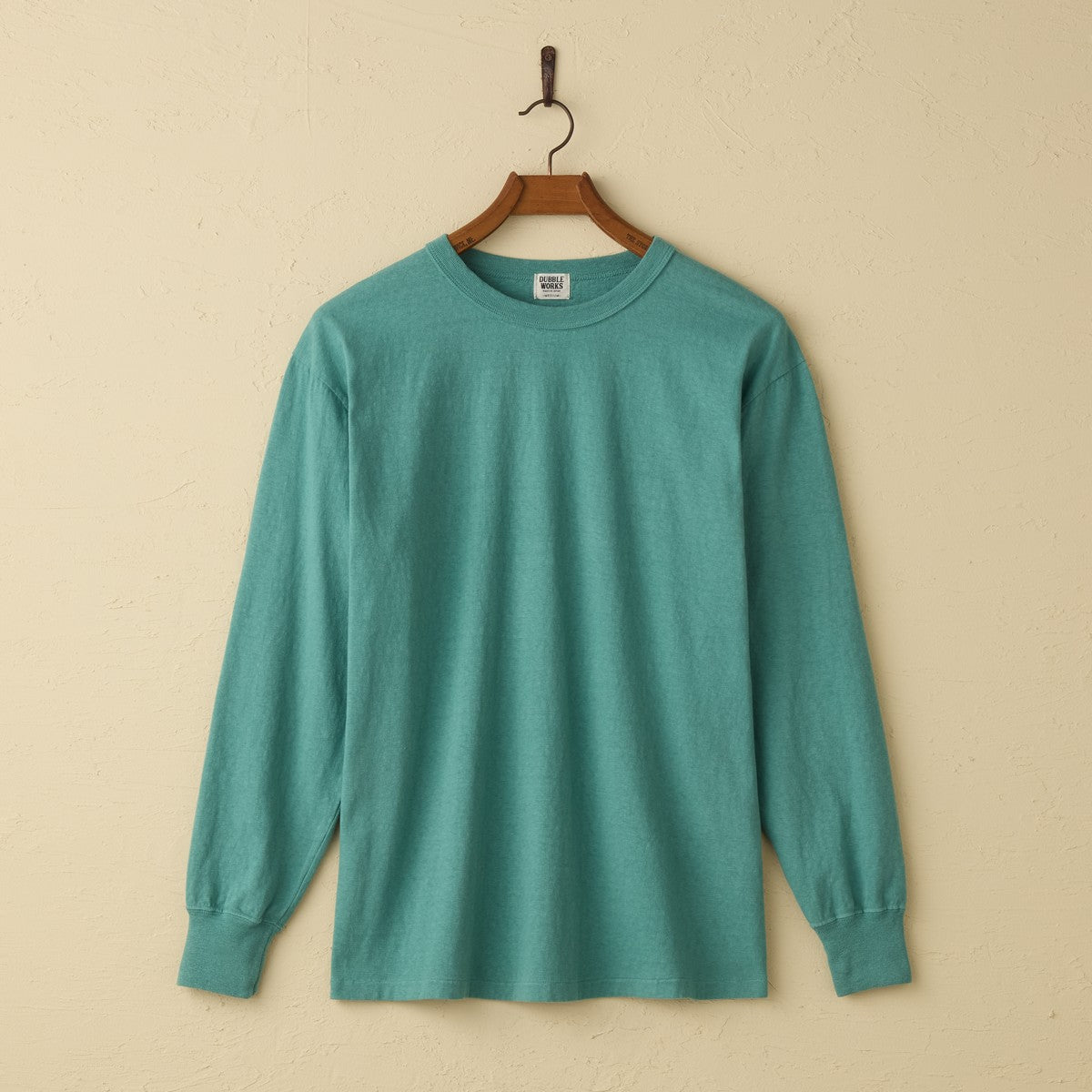 lot.55001 FALLEN COTTON MID WEIGHT L/S TEE (EMERALD)